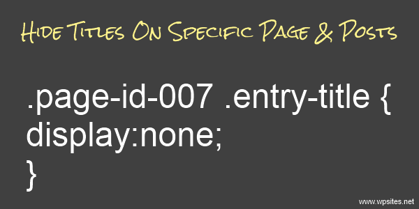 Hide Page Titles From Displaying On Specific Pages & Posts Using CSS Code