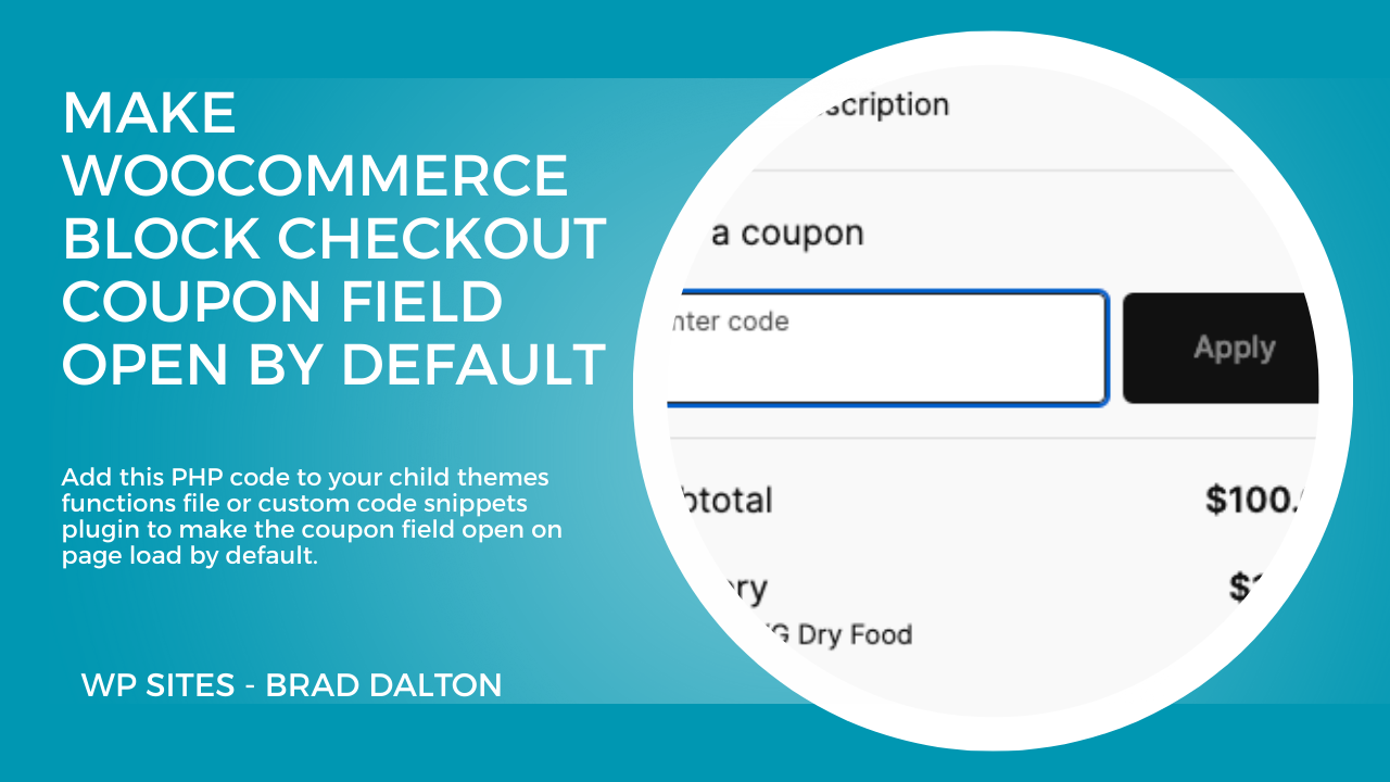 Make WooCommerce block checkout coupon field open by default